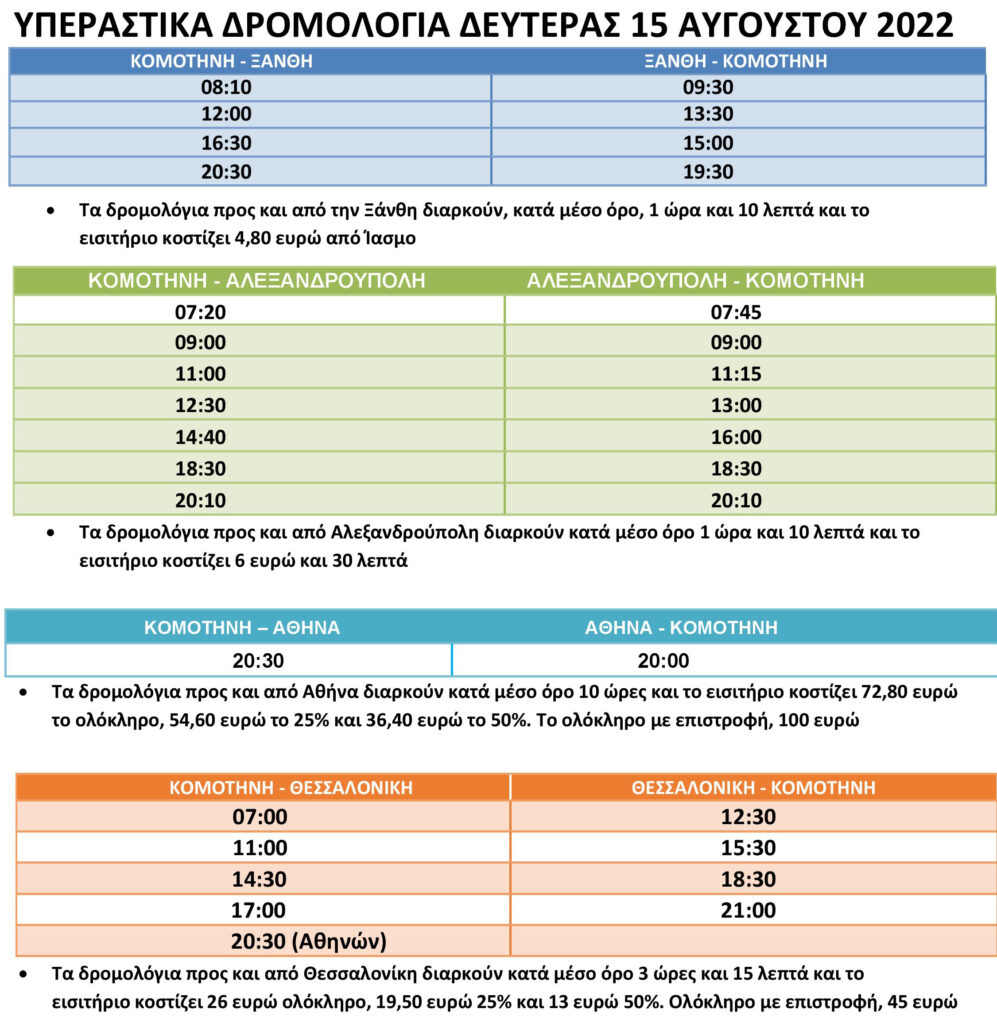 ΔΡΟΜΟΛΟΓΙΑ ΑΡΓΙΩΝ, ΚΥΡΙΑΚΗΣ ΟΠΟΥ ΥΠΑΡΧΟΥΝ, ΤΗΝ ΔΕΥΤΕΡΑ 15 ΑΥΓΟΥΣΤΟΥ ...