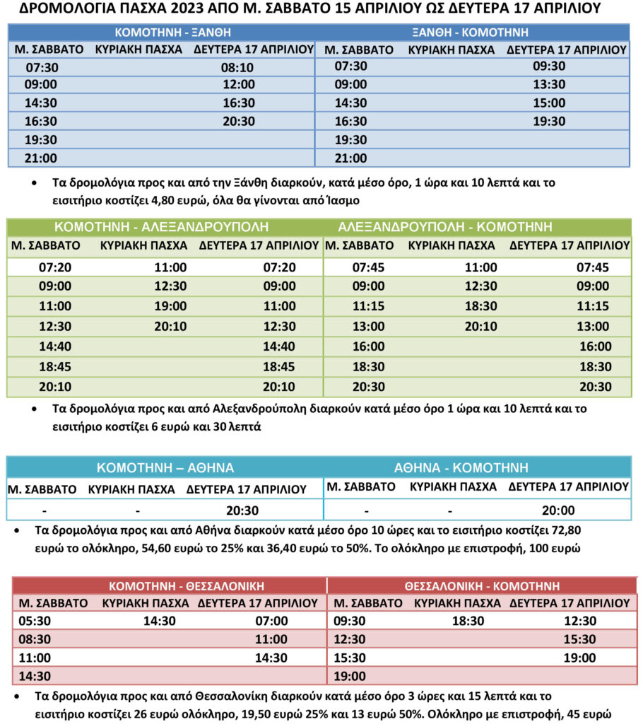 ΥΠΕΡΑΣΤΙΚΑ ΔΡΟΜΟΛΟΓΙΑ ΠΑΣΧΑ 2023 ΑΠΟ Μ. ΣΑΒΒΑΤΟ 15 ΑΠΡΙΛΙΟΥ ΩΣ ΔΕΥΤΕΡΑ ...