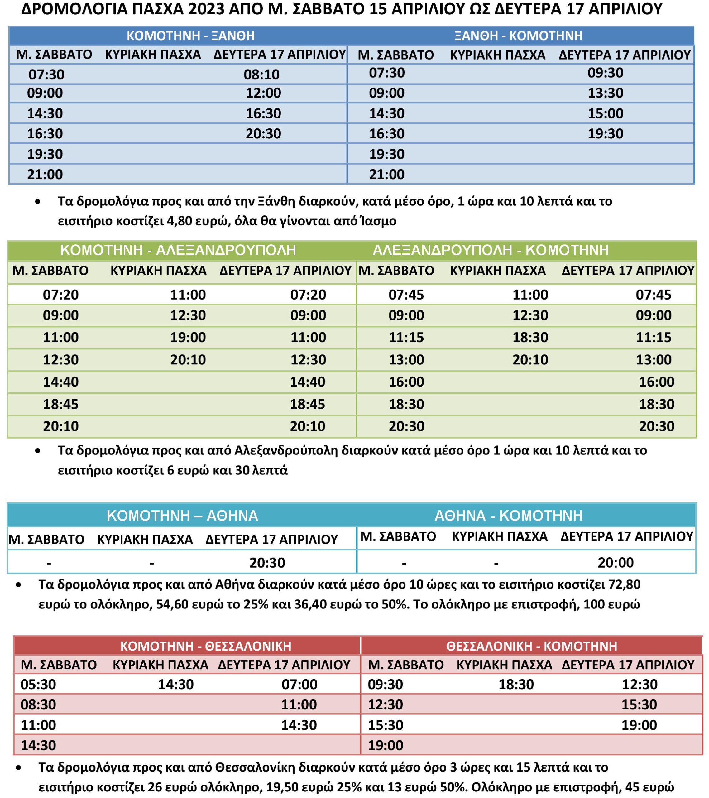 ΥΠΕΡΑΣΤΙΚΑ ΔΡΟΜΟΛΟΓΙΑ ΠΑΣΧΑ 2023 ΑΠΟ Μ. ΣΑΒΒΑΤΟ 15 ΑΠΡΙΛΙΟΥ ΩΣ ΔΕΥΤΕΡΑ ...