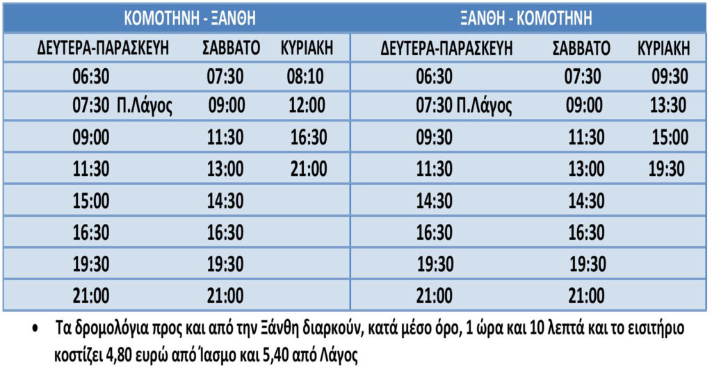 ΝΕΑ ΔΟΜΟΛΟΓΙΑ ΓΙΑ ΣΑΒΒΑΤΟ ΣΤΗΝ ΓΡΑΜΜΗ ΞΑΝΘΗΣ ΑΠΟ 02 ΔΕΚΕΜΒΡΙΟΥ 2023 ...