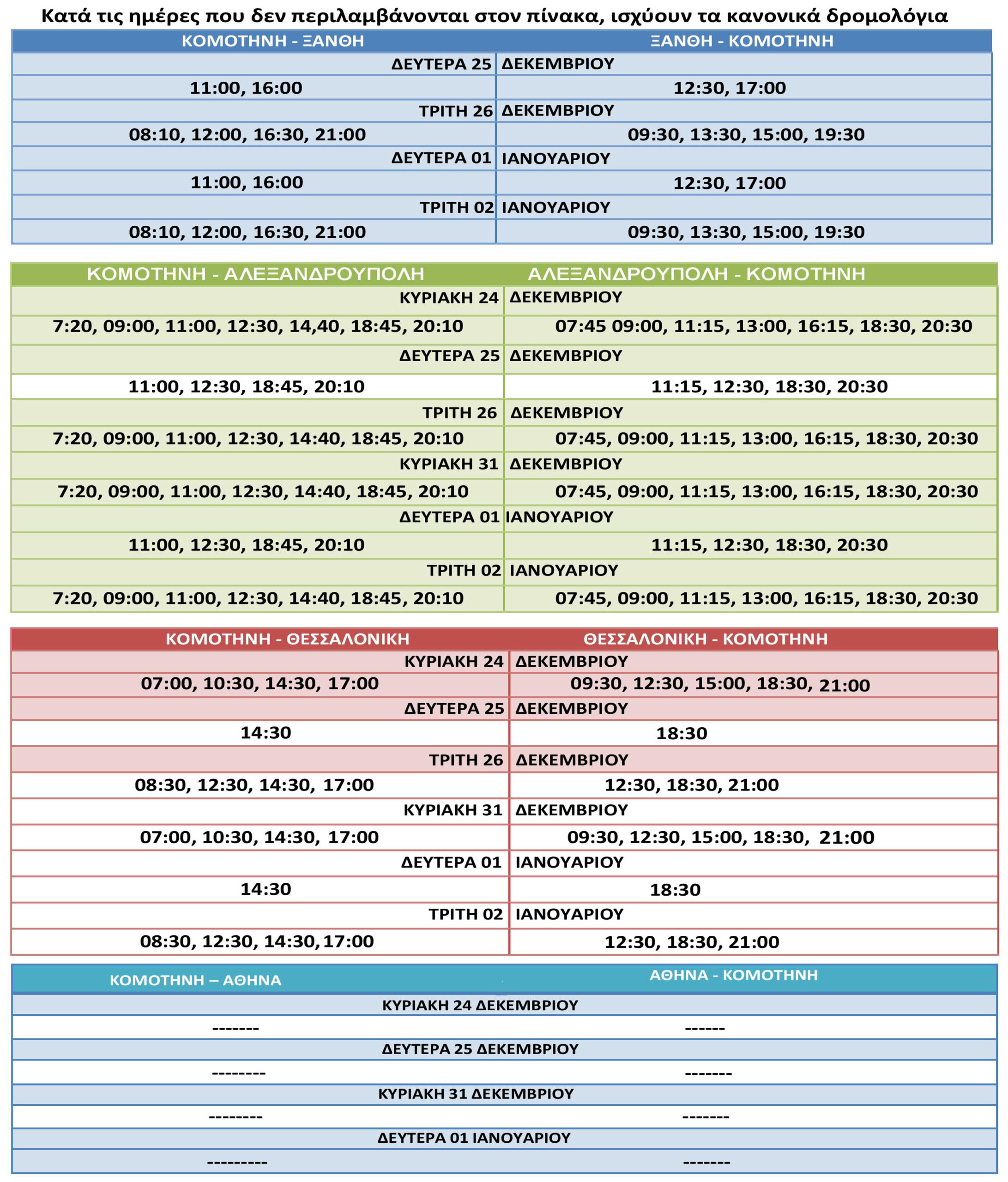 ΔΡΟΜΟΛΟΓΙΑ ΕΟΡΤΑΣΤΙΚΩΝ ΠΕΡΙΟΔΩΝ ΧΡΙΣΤΟΥΓΕΝΝΩΝ ΚΑΙ ΠΡΩΤΟΧΡΟΝΙΑΣ 2023-24 ...